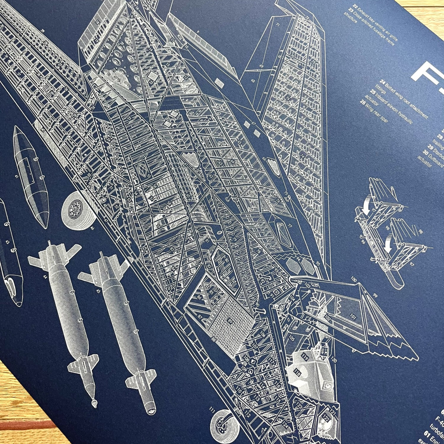 Poster F-117A Nighthawk attack aircraft Blueprint. Thick blue paper ...