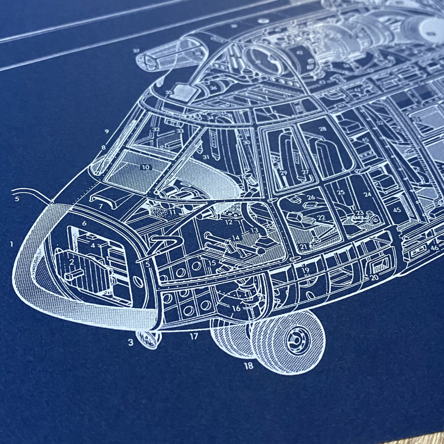 Poster AS 332 Super Puma helicopter Blueprint. Thick blue paper – Brave ...